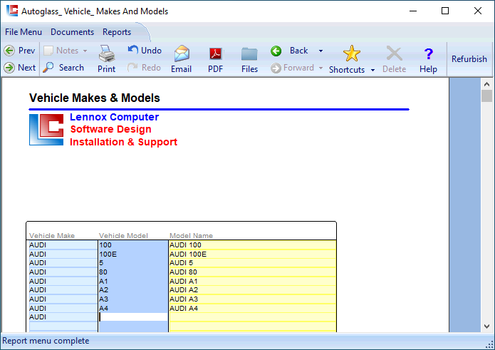 Autoglass Vehicle Makes and Models