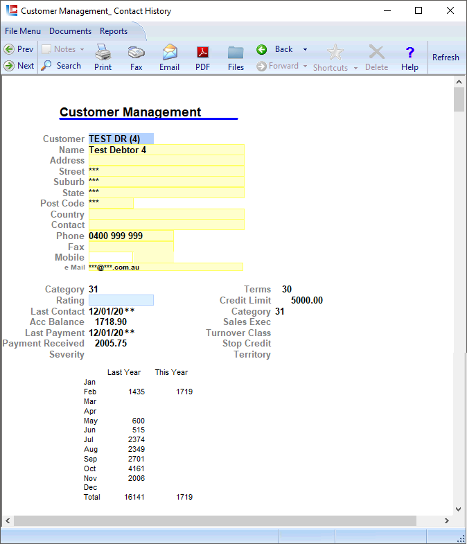 Customer Management Contact History