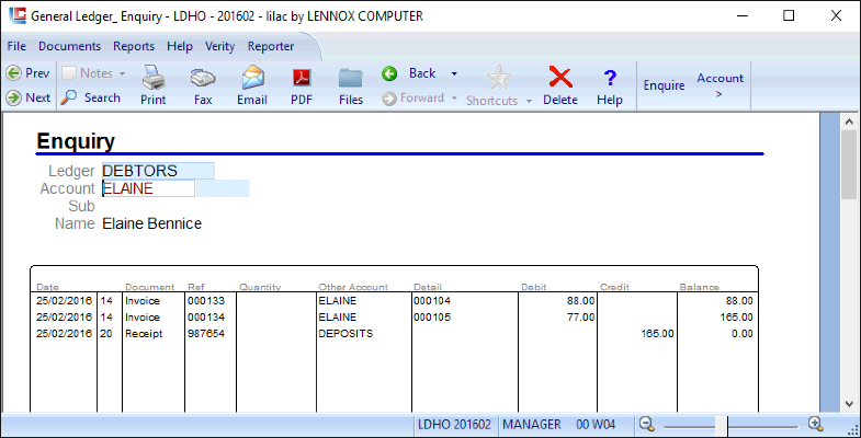 General Ledger Enquiry