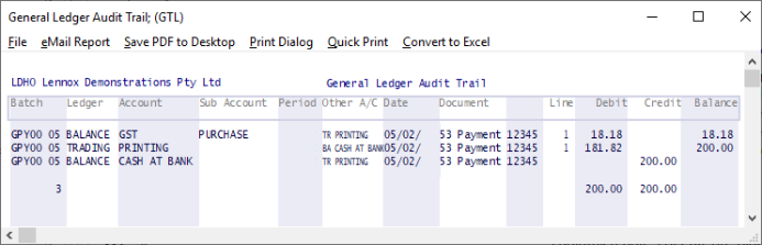 General Ledger Payment