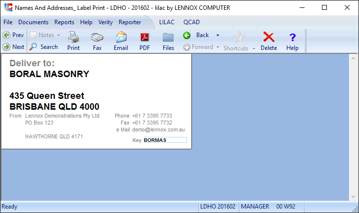 Names and Addresses Label Print