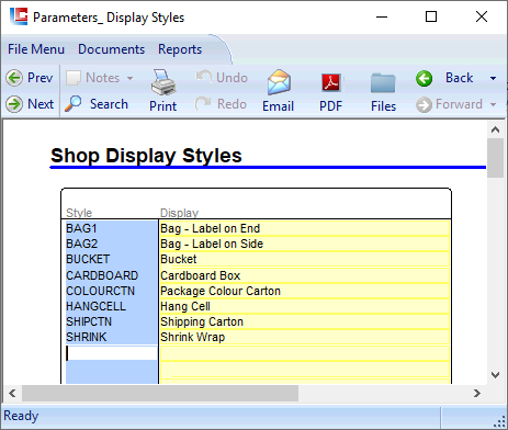 Parameters Display Styles