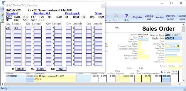 Parameters Timber Surcharges