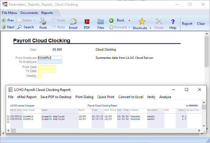 Payroll Cloud Clocking - Clock On and Off