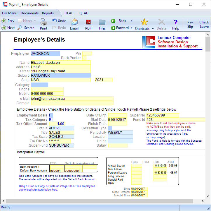 Payroll Employee Details