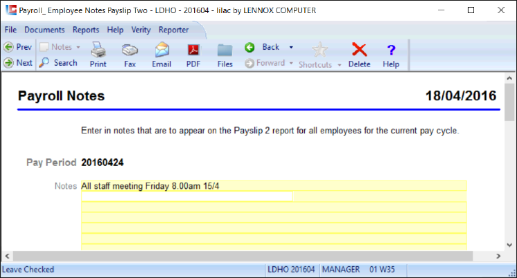 Payroll Employee Notes Payslip Two