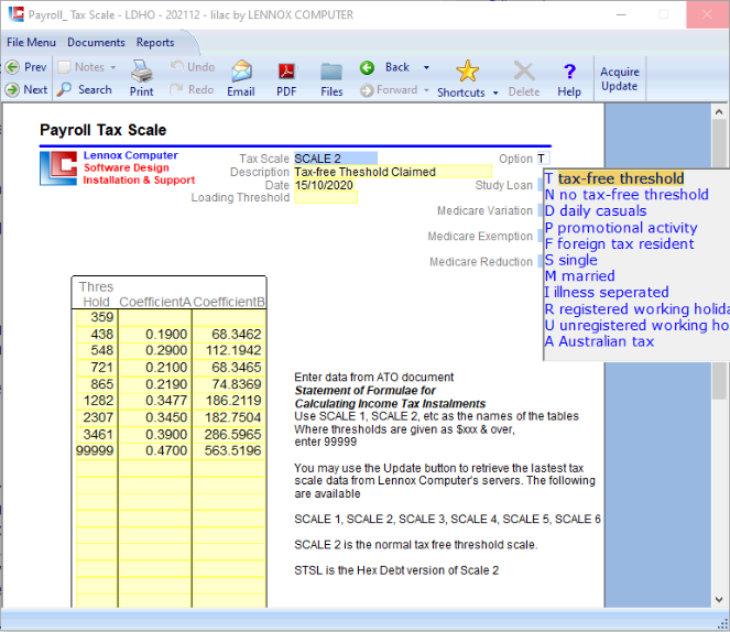 Payroll Tax Scale