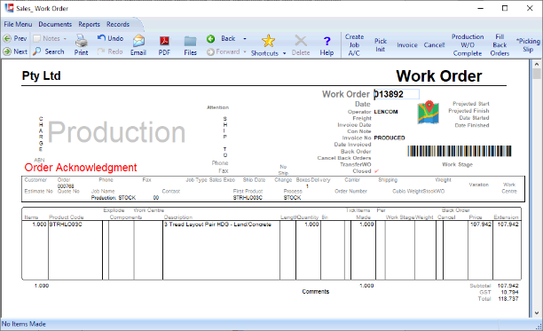 Production Order