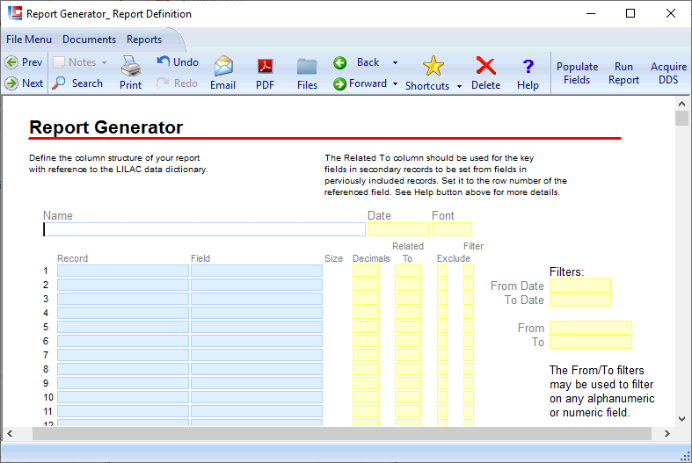 Report Generator Report Definition