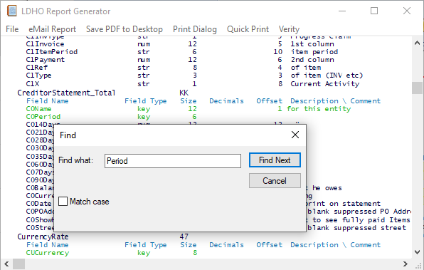 Report Generator Report Definition