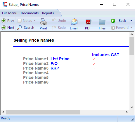 Setup Price Names