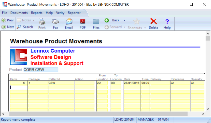 Warehouse Product Movements